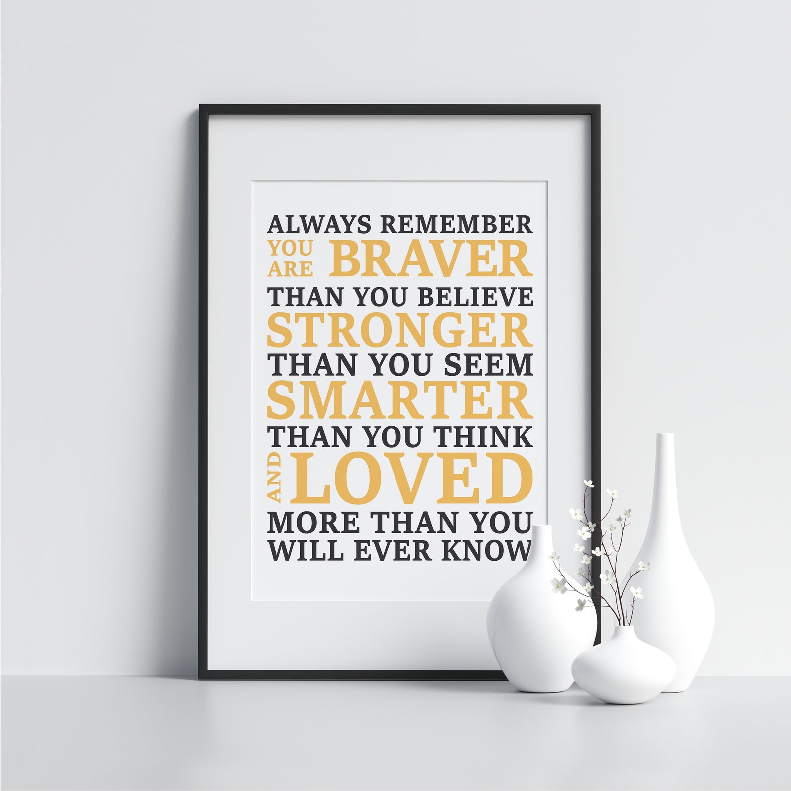 Always Remember You Are Braver, Typography Wall Art, Framed Posters ...