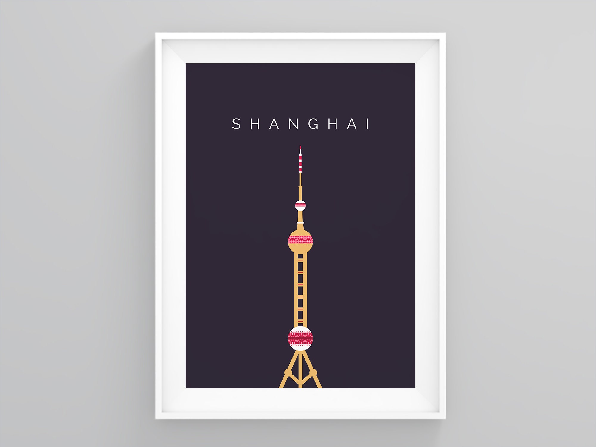 Shanghai Travel Poster Shanghai Oriental Pearl Tower City | Etsy