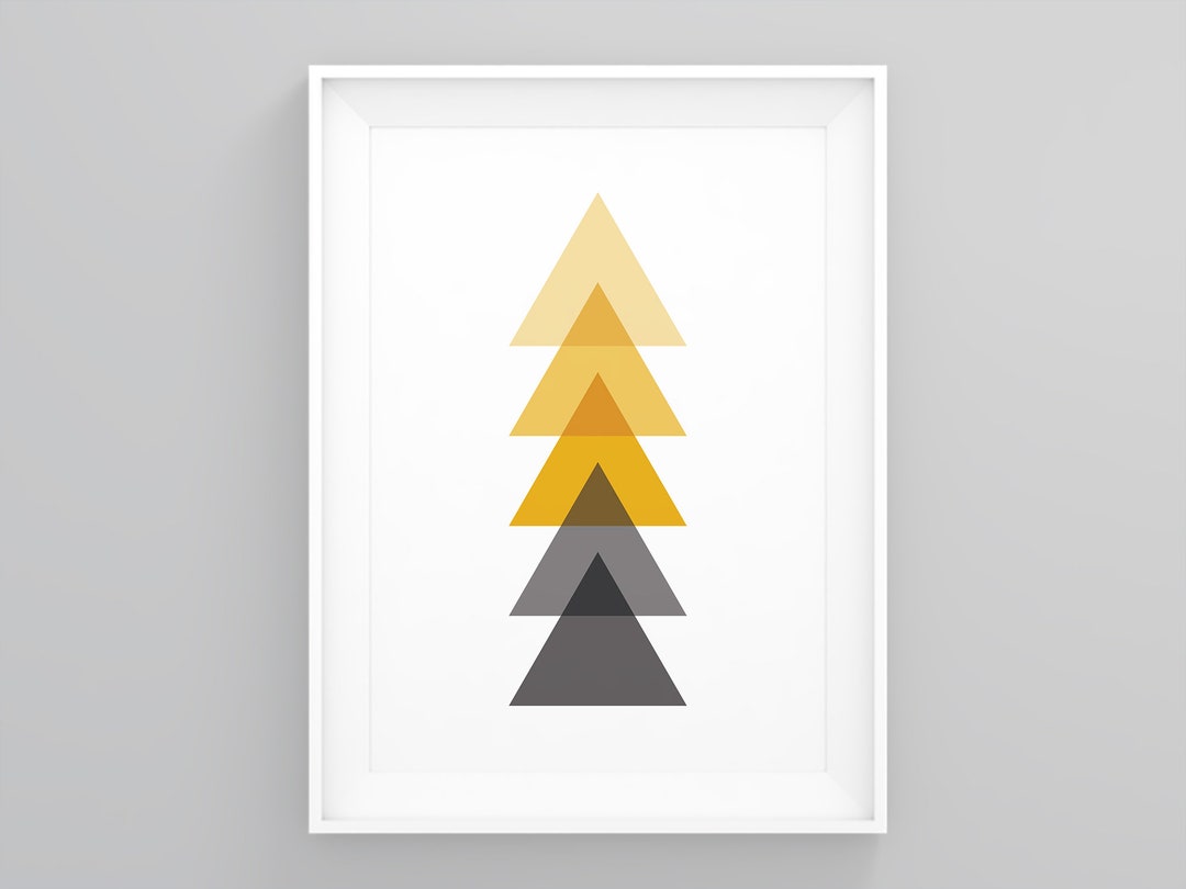 Gray and Yellow Triangles, Colourful Abstract, Colourful Artwork ...