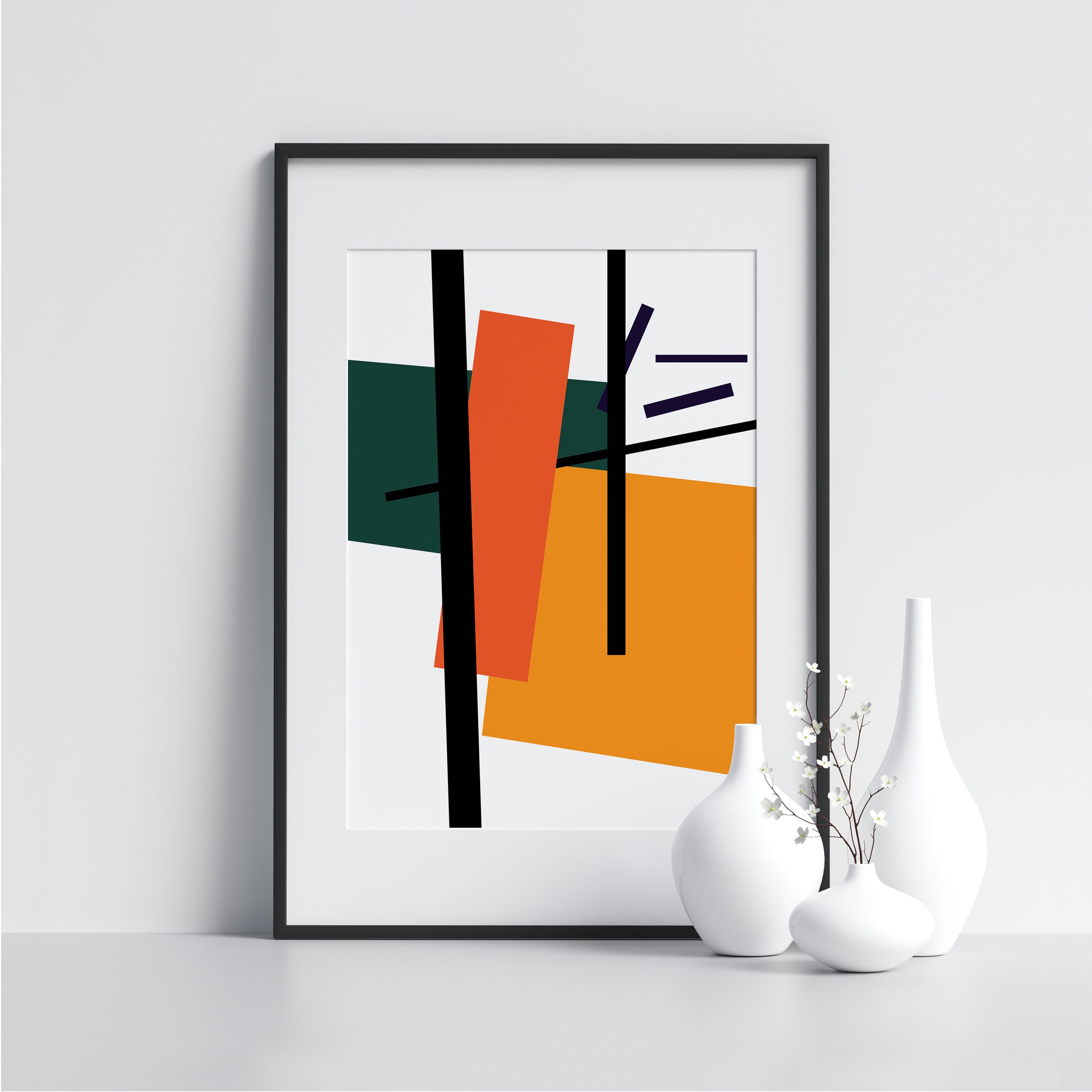Irregular Shapes With Black Lines, Colourful Artwork, Minimalist Poster ...