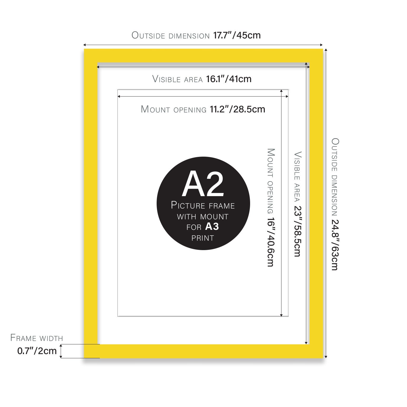 Yellow A2 / A3 / A4 / A5 Picture Frames Bright Yellow Poster - Etsy UK