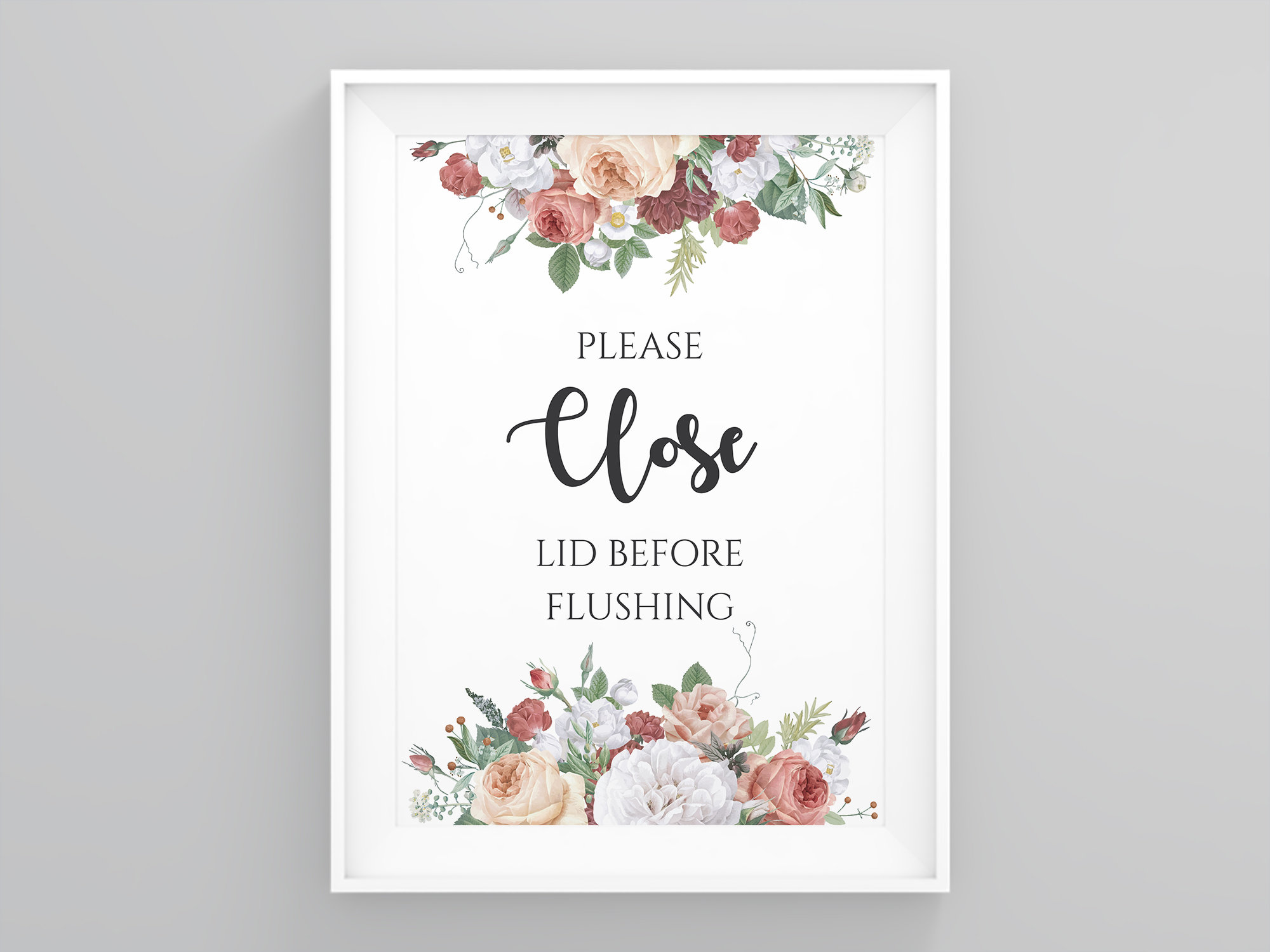 Please Close Lid Before Flushing, Bathroom Quotes Art, Funny Bathroom ...
