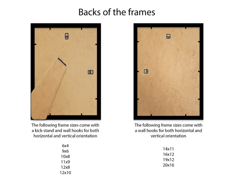 Picture Frames 6x4 / 9x6 / 10x8 / 11x9 / 12x10 / 12x8 / 14x11 / 16x12 ...