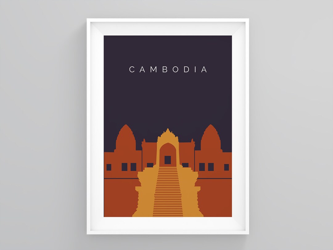 Cambodia Art Deco Travel Posters, Angkor Wat Cambodia, Minimalistic ...