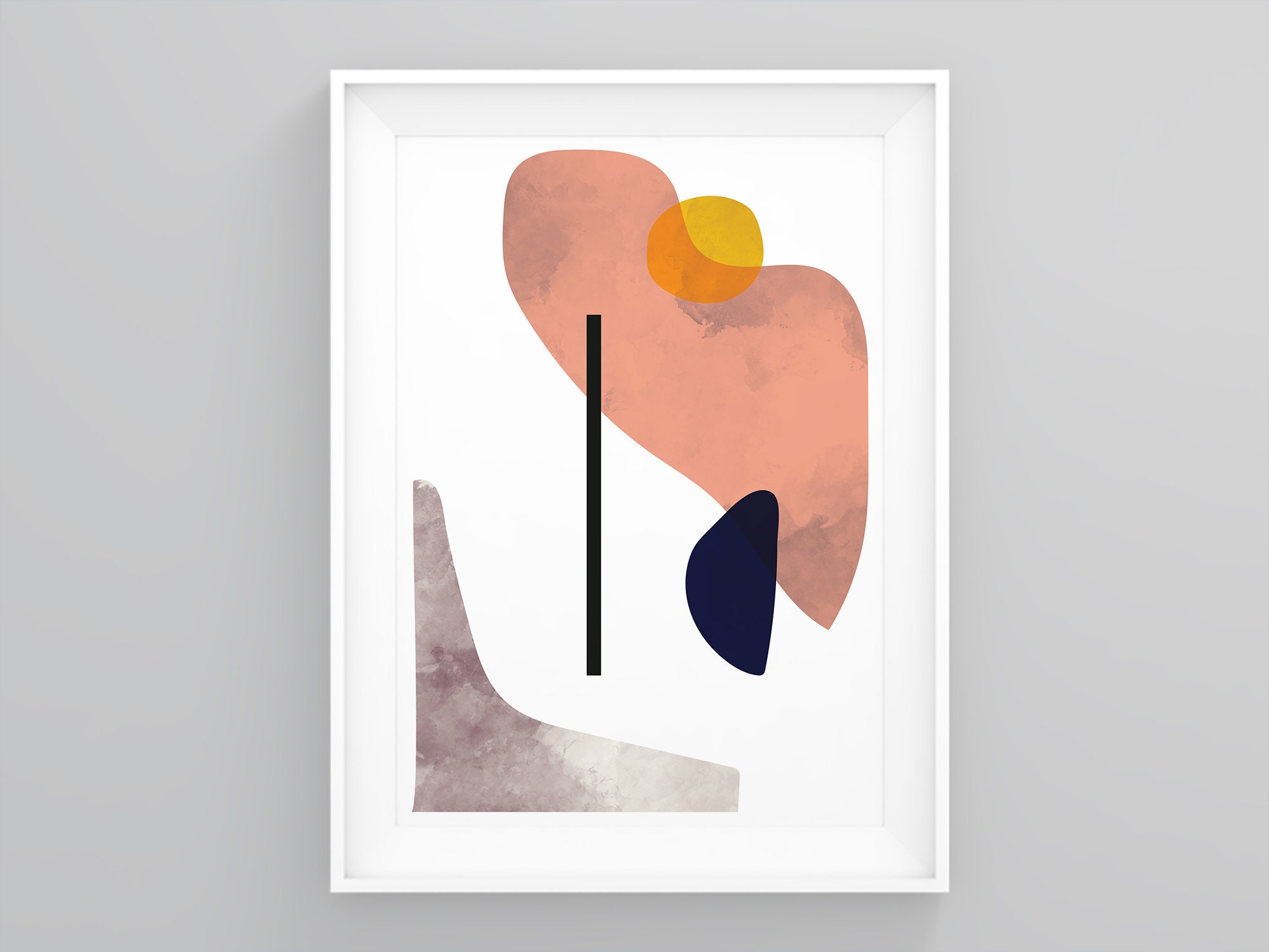 Pink Irregular Shapes With Black Line, Colourful Abstract, Geometric ...
