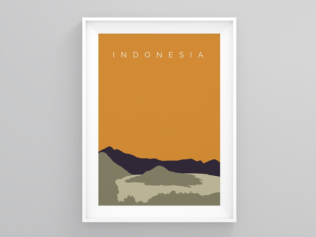 Indonesia Minimalistic Travel Poster, Taman Nasional Gunung Rinjani ...