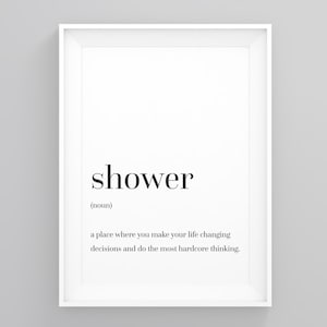 Shower Definition Print, Framed Toilet Print, Framed Bathroom Art ...