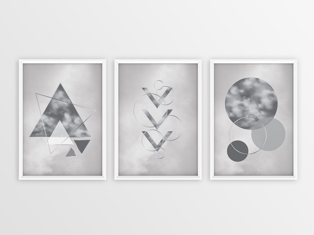 Silver Triangles | Silver Geometric Shapes | Silver Circles, Set of 3 ...