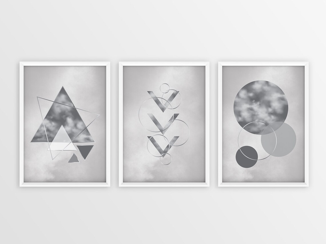 Silver Triangles Silver Geometric Shapes Silver Circles - Etsy