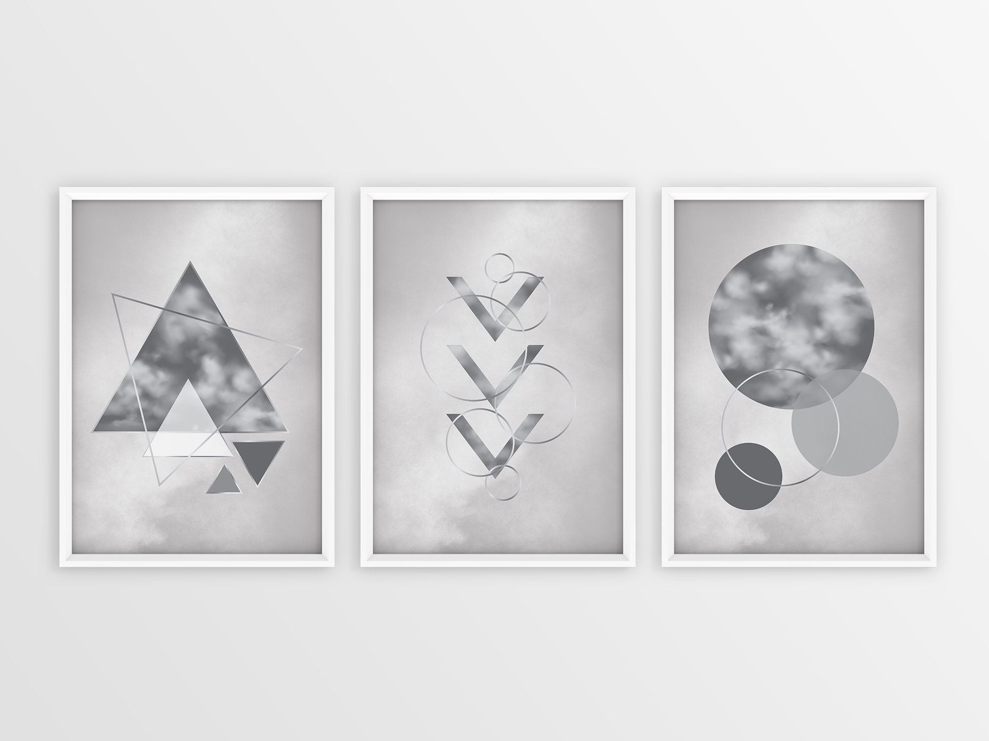 Silver Triangles Silver Geometric Shapes Silver Circles - Etsy