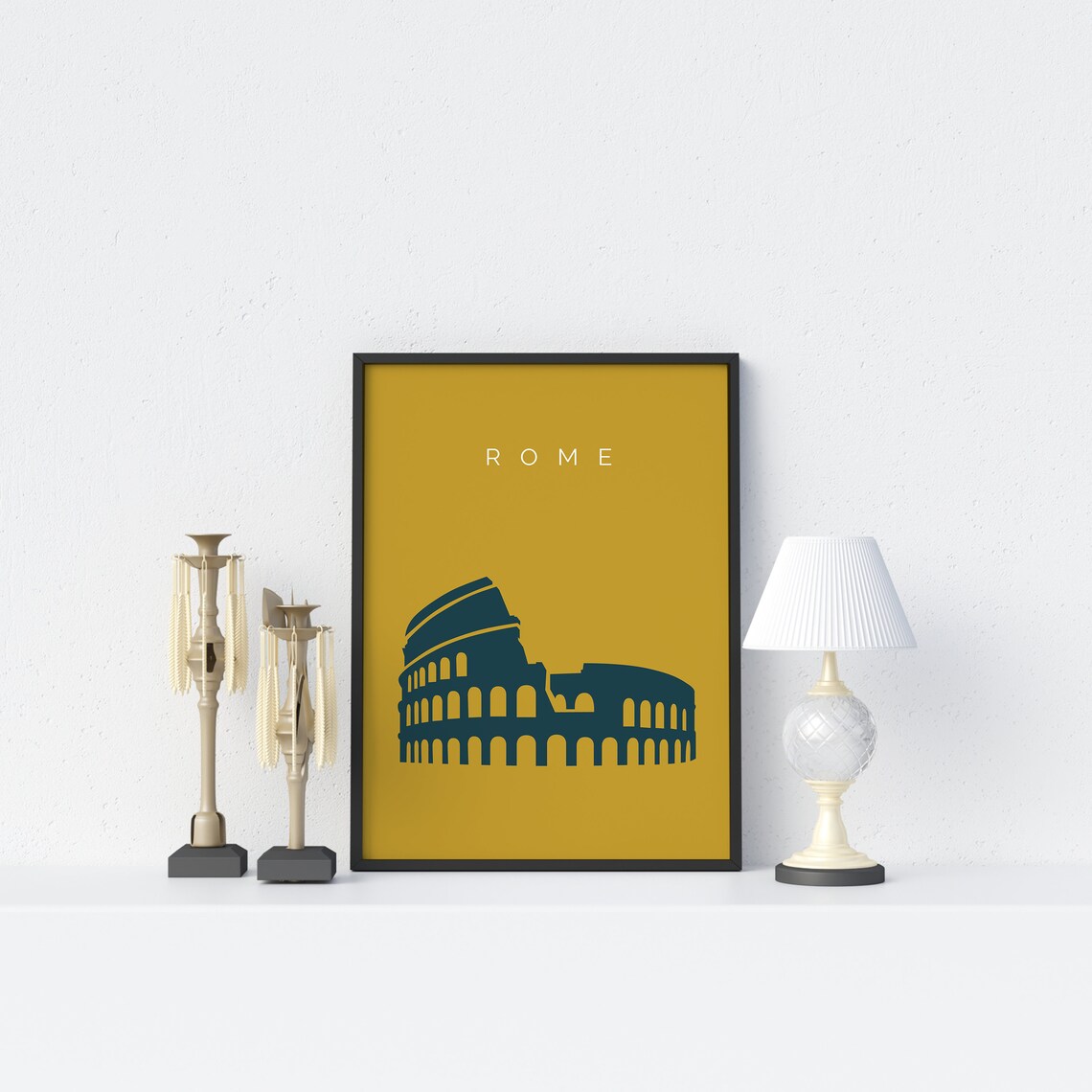 Rome Art Deco Travel Posters Colosseum Minimalistic Travel | Etsy