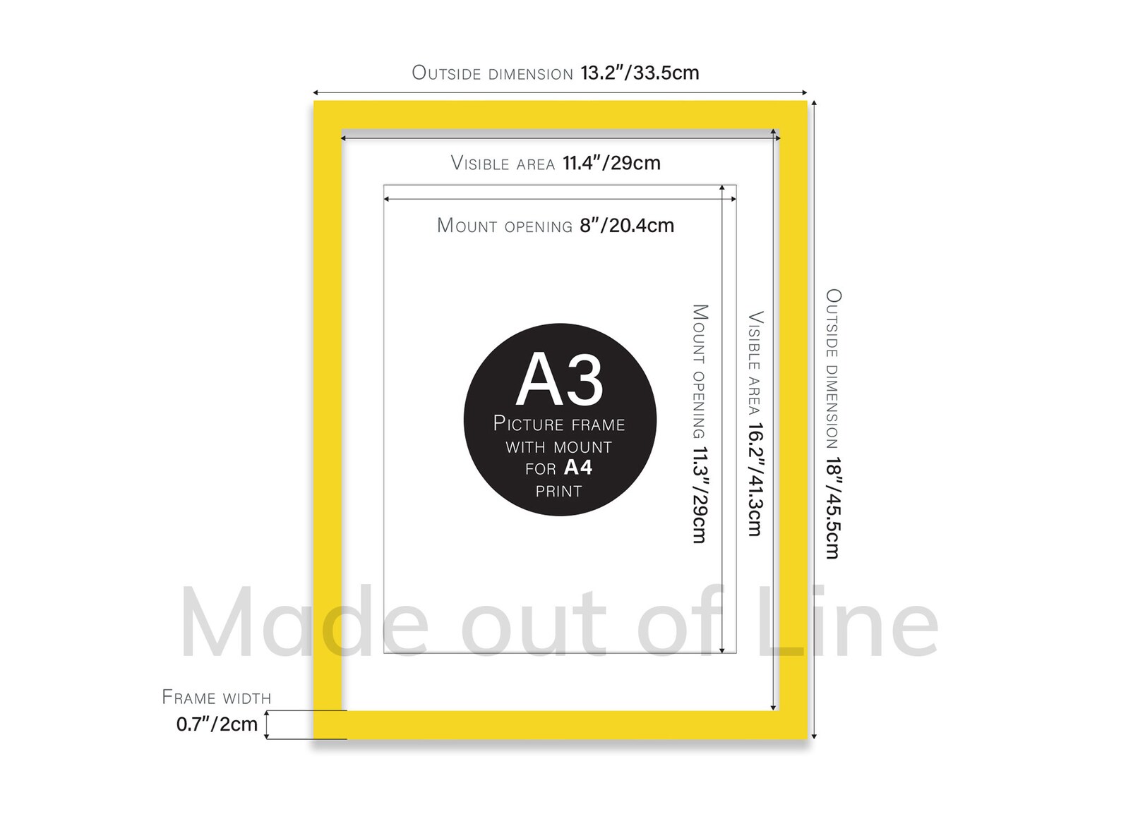 A3 Yellow Picture Frame, A3 Poster Frame, Photo Frame Yellow A3 Size ...