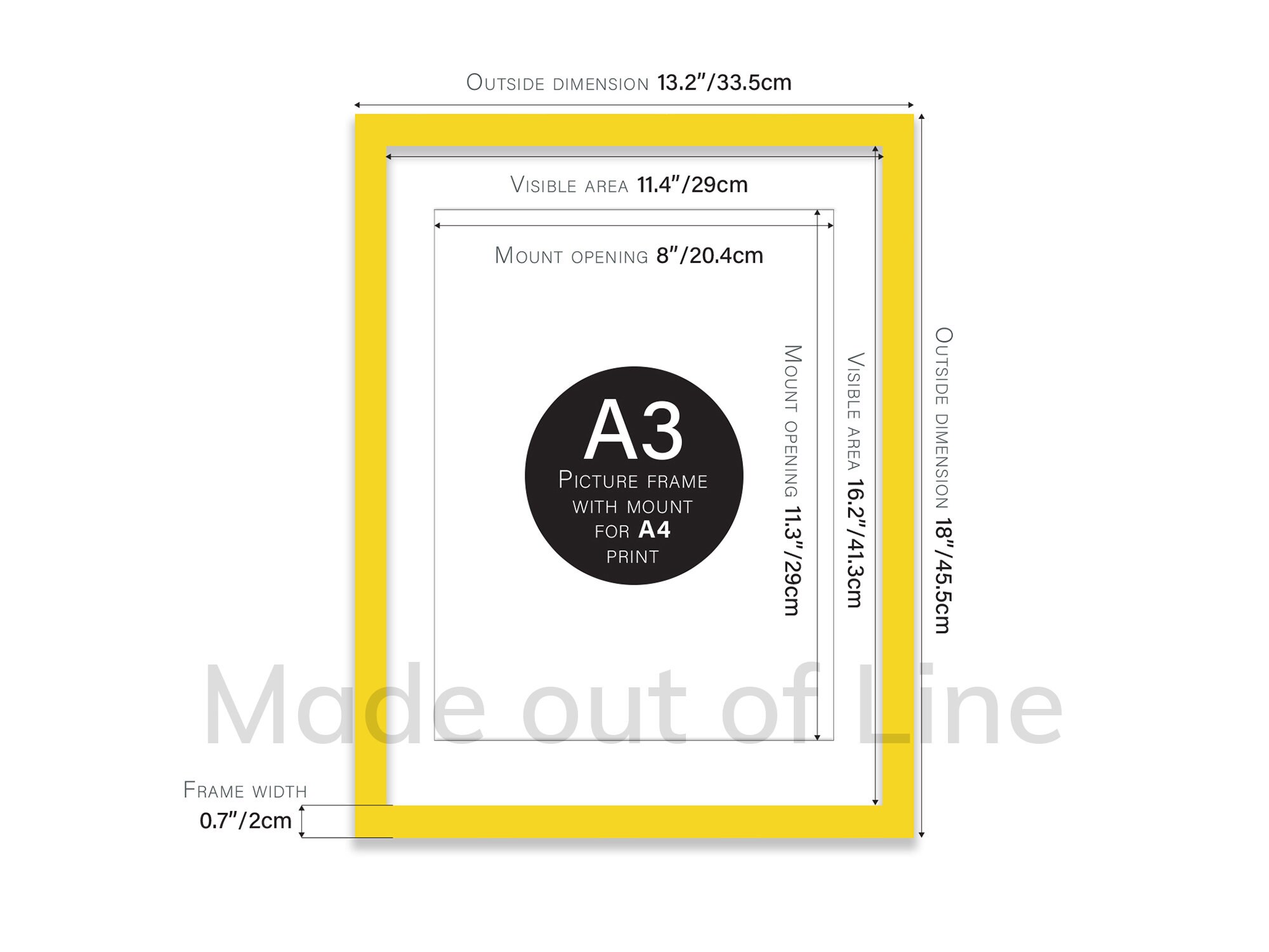 A3 Yellow Picture Frame, A3 Poster Frame, Photo Frame Yellow A3 Size ...