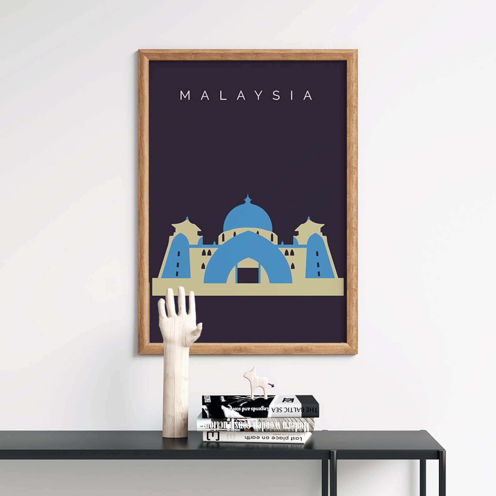 Malaysia Vintage Travel Posters, Melaka Straits Mosque Art Deco Travel ...