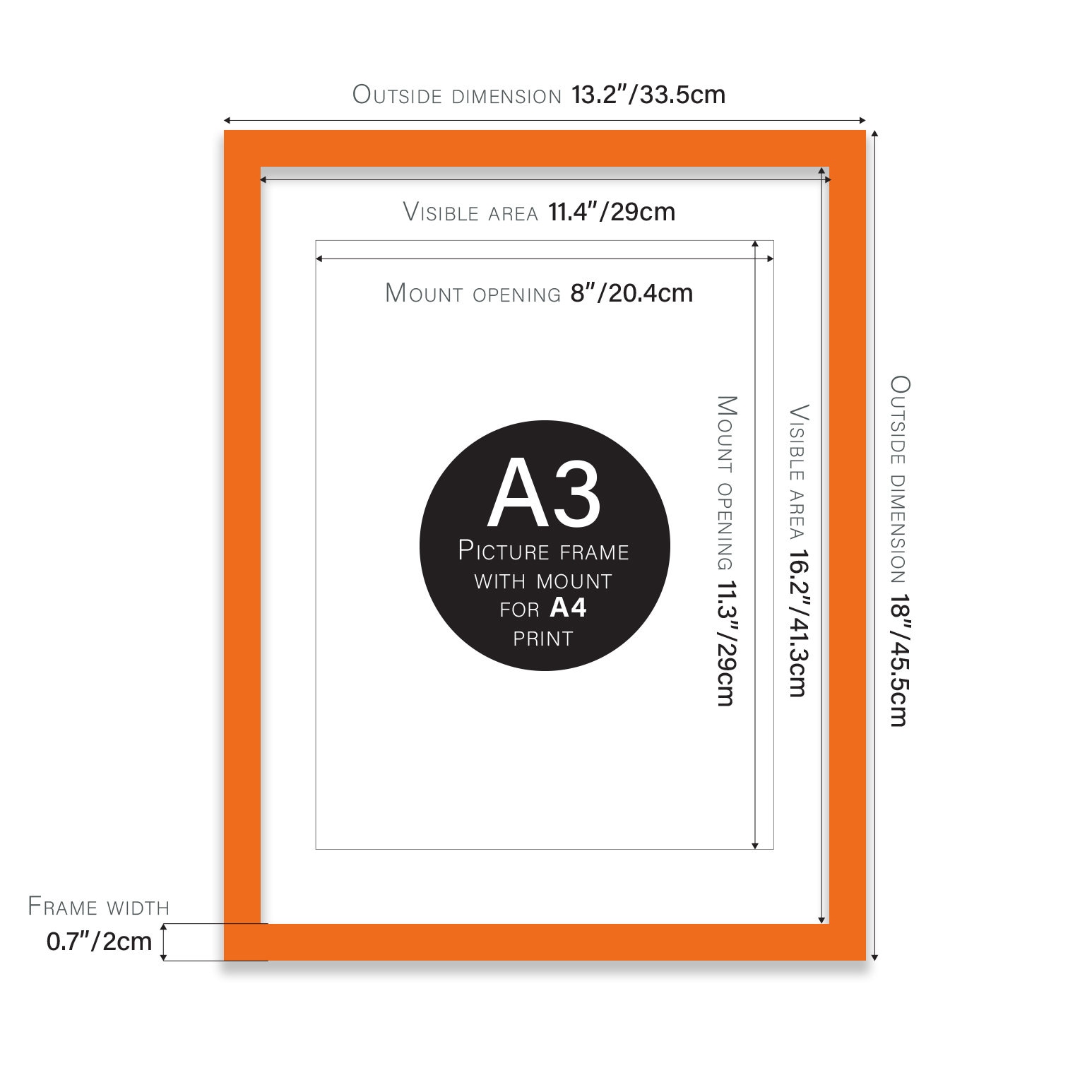 A2 A3 A4 A5 A6 Orange Picture Frames With Mounts, Orange Décor, Thin ...