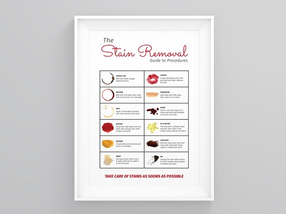 The Stain Removal Guide to Procedures Framed Wall Print | Etsy