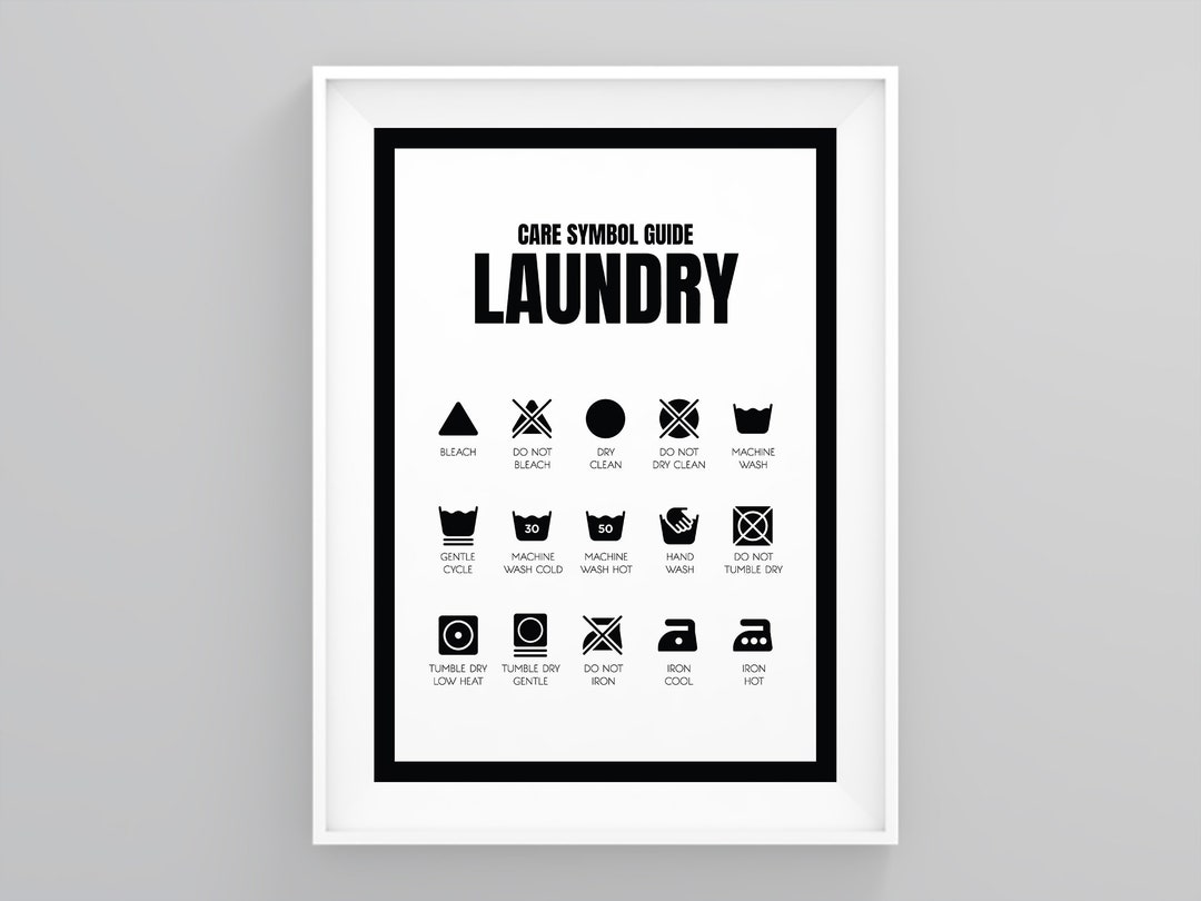 Care Symbol Guide Laundry, Wall Art Decor, Home Wall Art, Utility Room ...