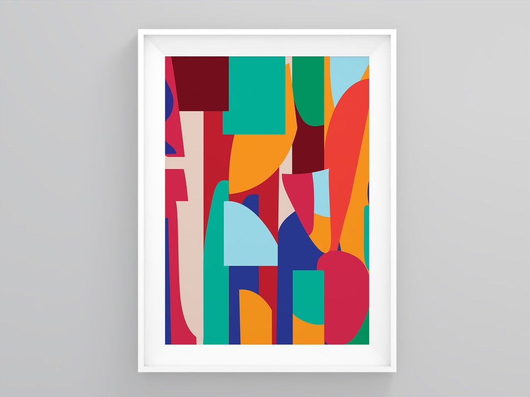Coloured Irregular Shapes, Wall Art Abstract, Colourful Abstract, Mid ...