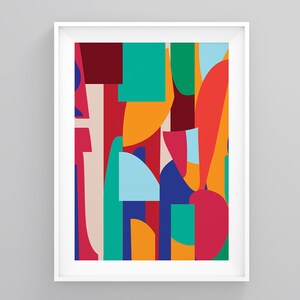 Coloured Irregular Shapes, Wall Art Abstract, Colourful Abstract, Mid ...