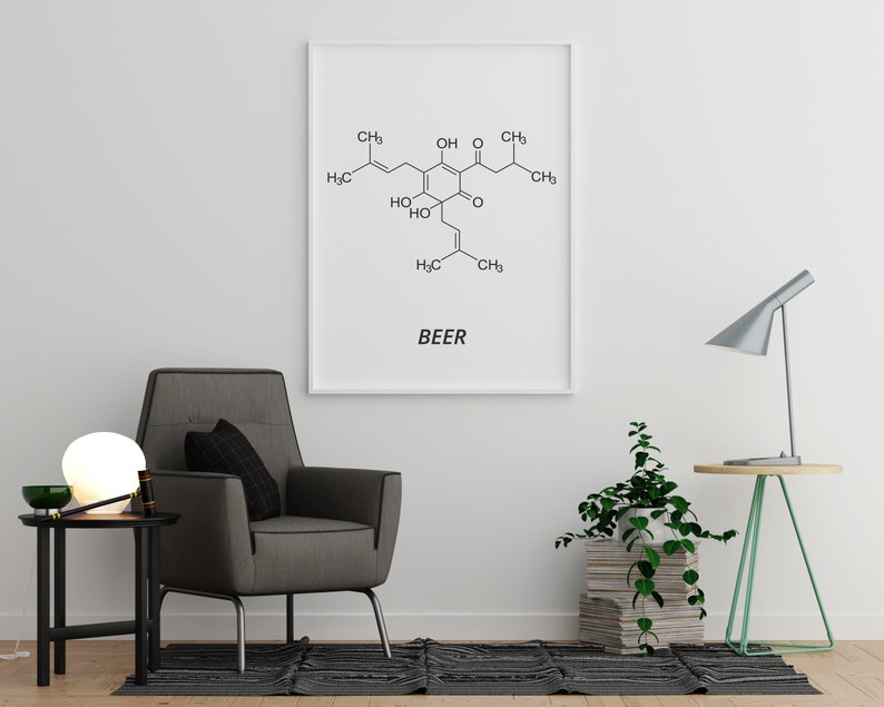 Beer Molecule Print, Geek Art, Chemistry Art, Science Wall Decor, Quote ...