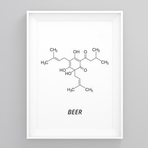 Beer Molecule Print, Geek Art, Chemistry Art, Science Wall Decor, Quote ...