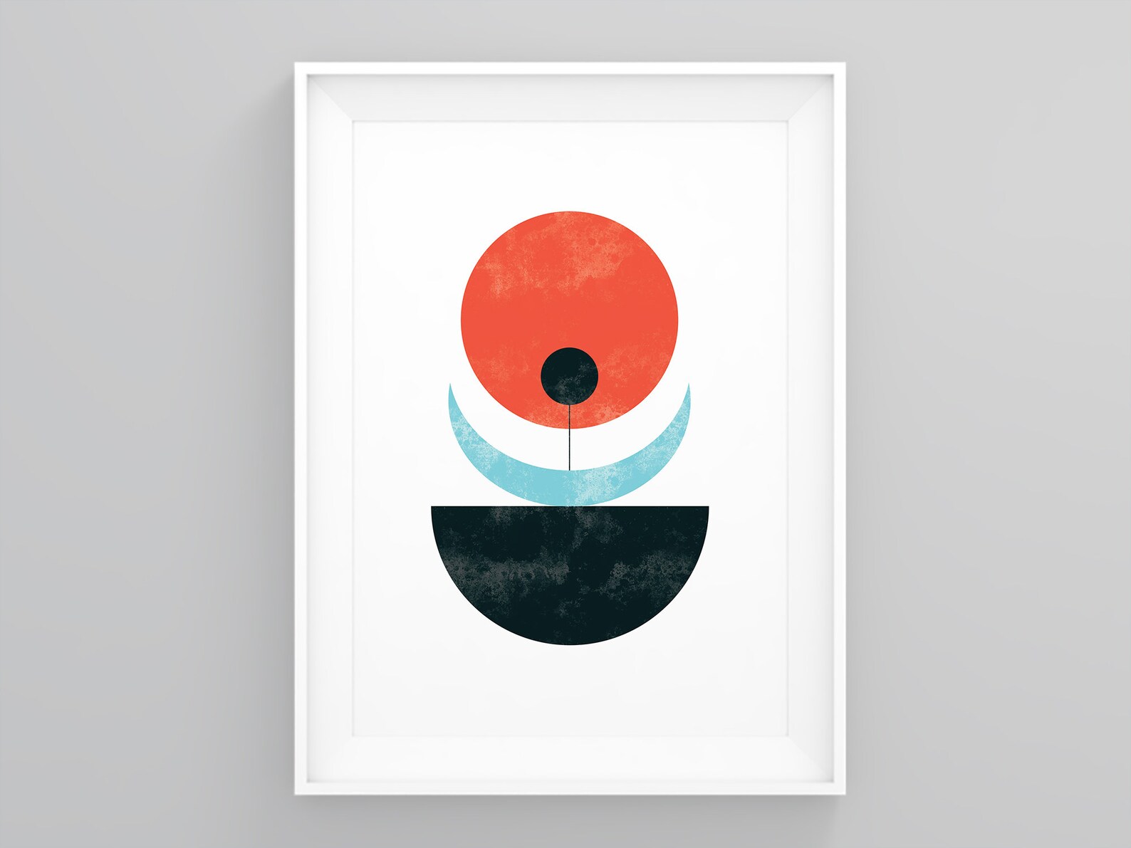 Red Circle With Half Moon, Geometric Design, Geometric Print ...