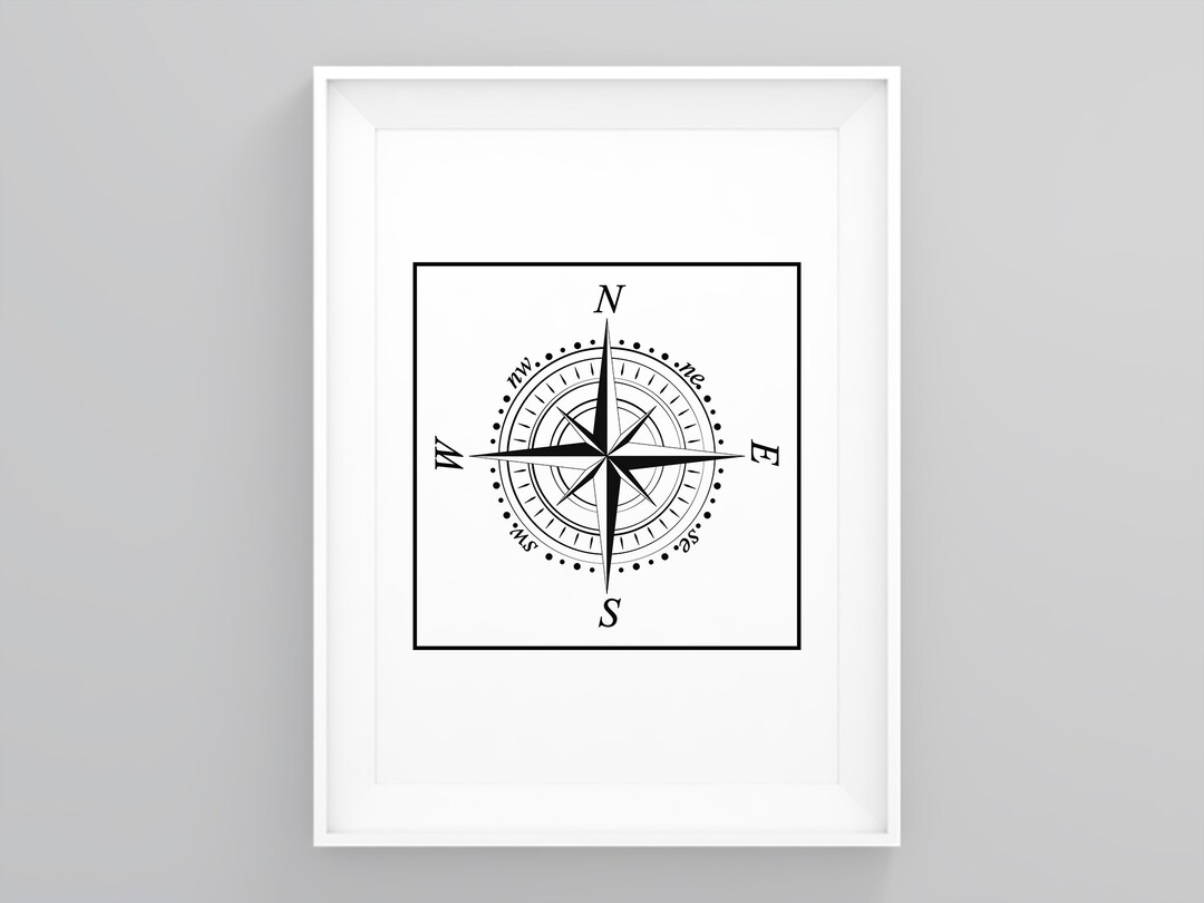 NSEW Directions, Print, Wall Art, Modern Framed Print, Modern Art Print ...