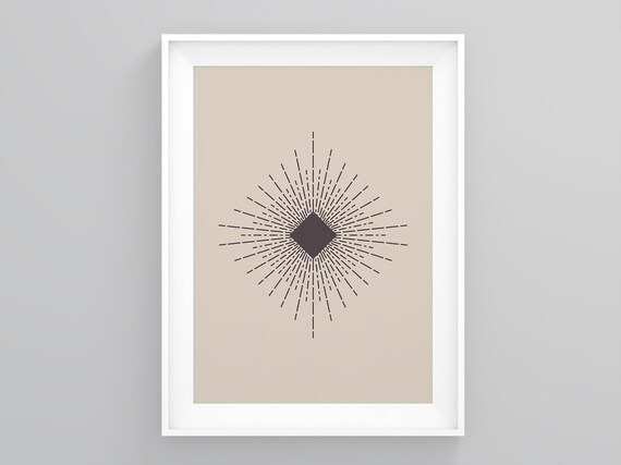 Gray Rhombus With Lines Geometric Wall Decor Modern Abstract | Etsy