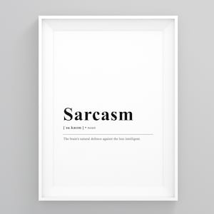Sarcasm, Definition Wall Art, Wall Art Decor, Large Poster, Prints ...