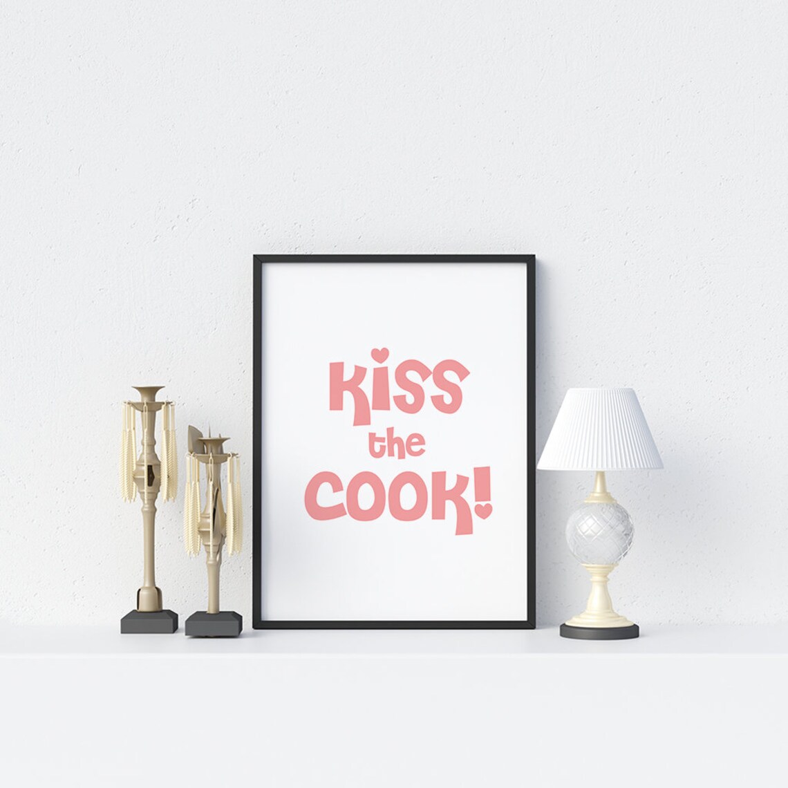 Kiss the Cook Baker Gift Typography Poster Print for Chefs | Etsy