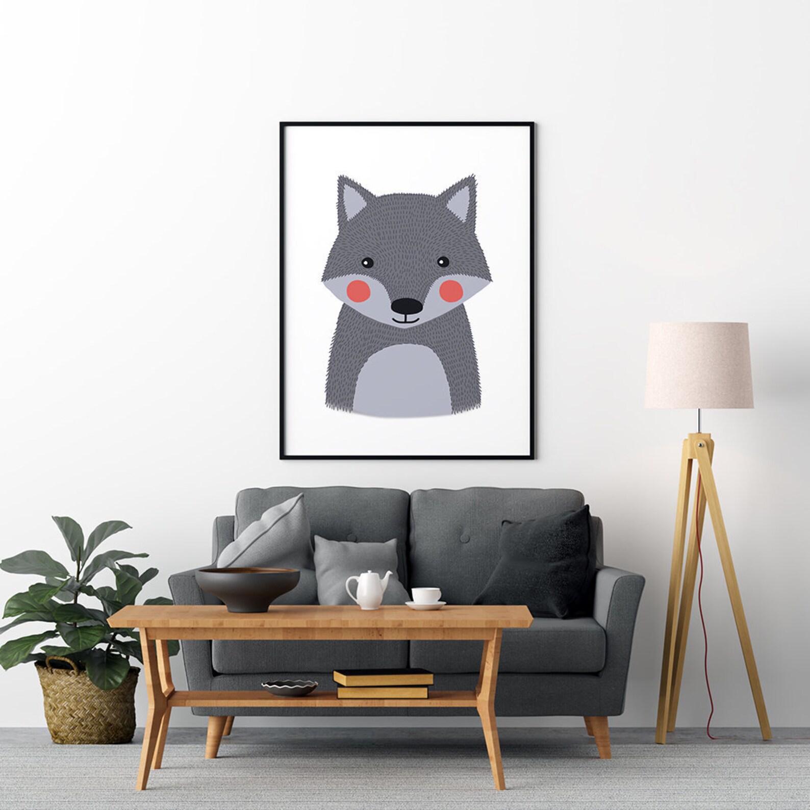 Wolf Cub Print Woodland Animals Art Nursery Prints Kids | Etsy