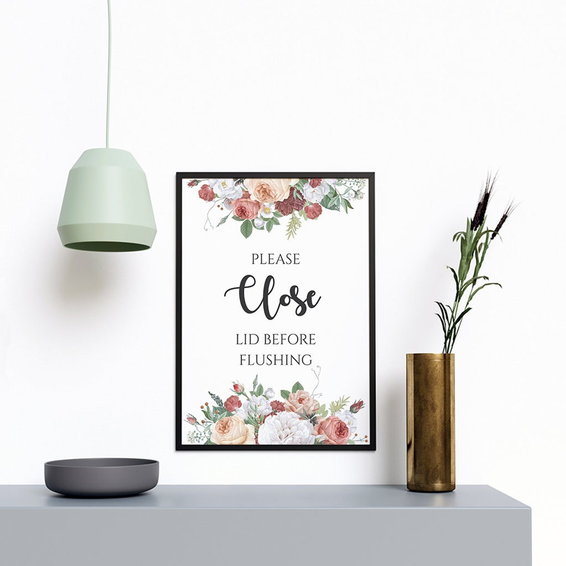 Please Close Lid Before Flushing Bathroom Quotes Art Funny - Etsy