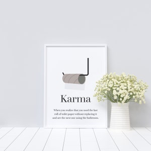 Karma, Funny Bathroom Print, Funny Bathroom Art, Framed Wall Art ...