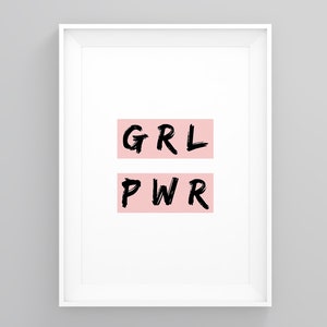 Grl Pwr, Women Power, Girl Power Art Print, Strong Women Print, Girly ...