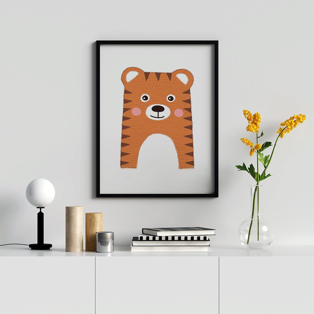 Tiger Poster Childrens Playroom Print Safari Animals Tiger | Etsy