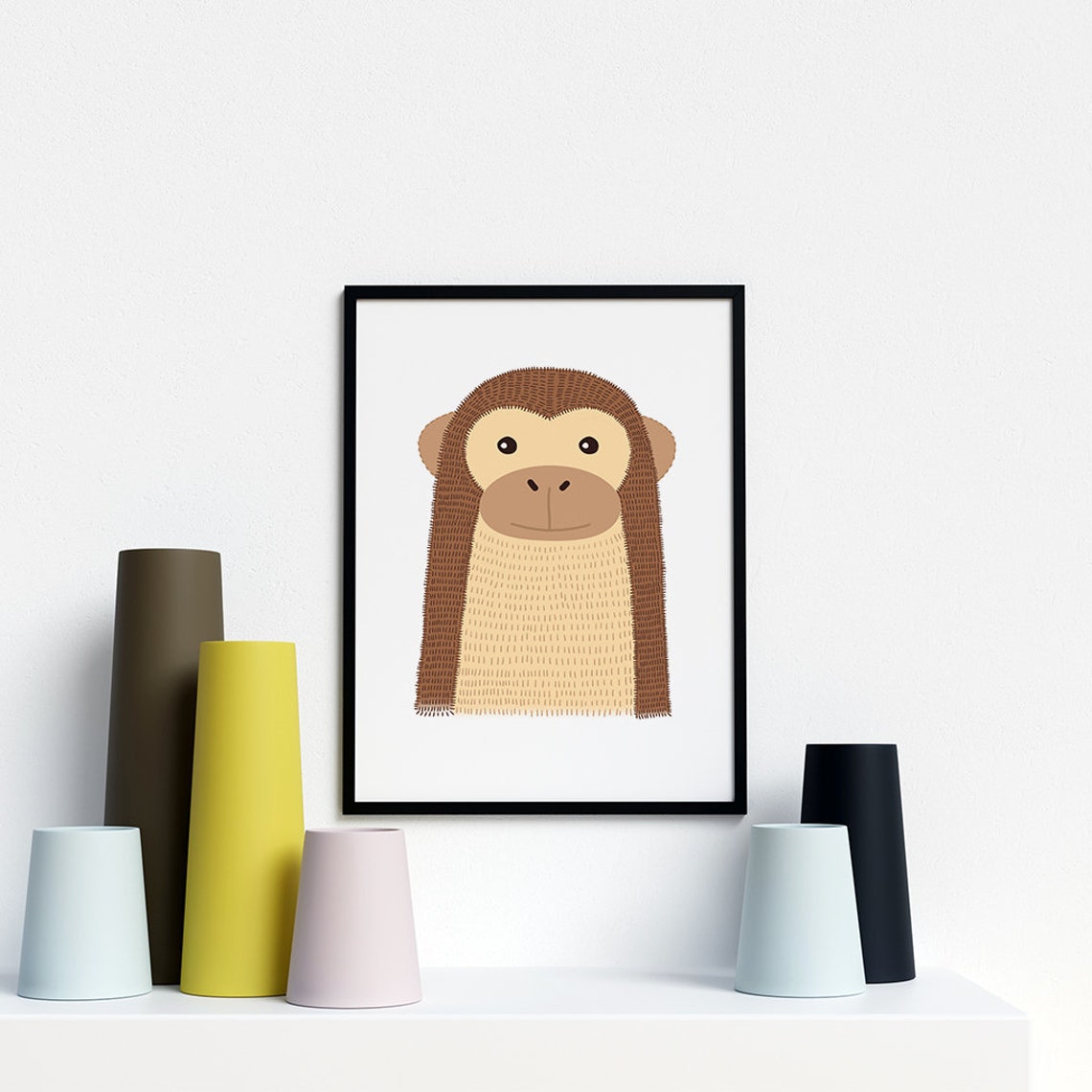 Chimpanzee Print Cute Animals Posters Jungle Animal Nursery | Etsy