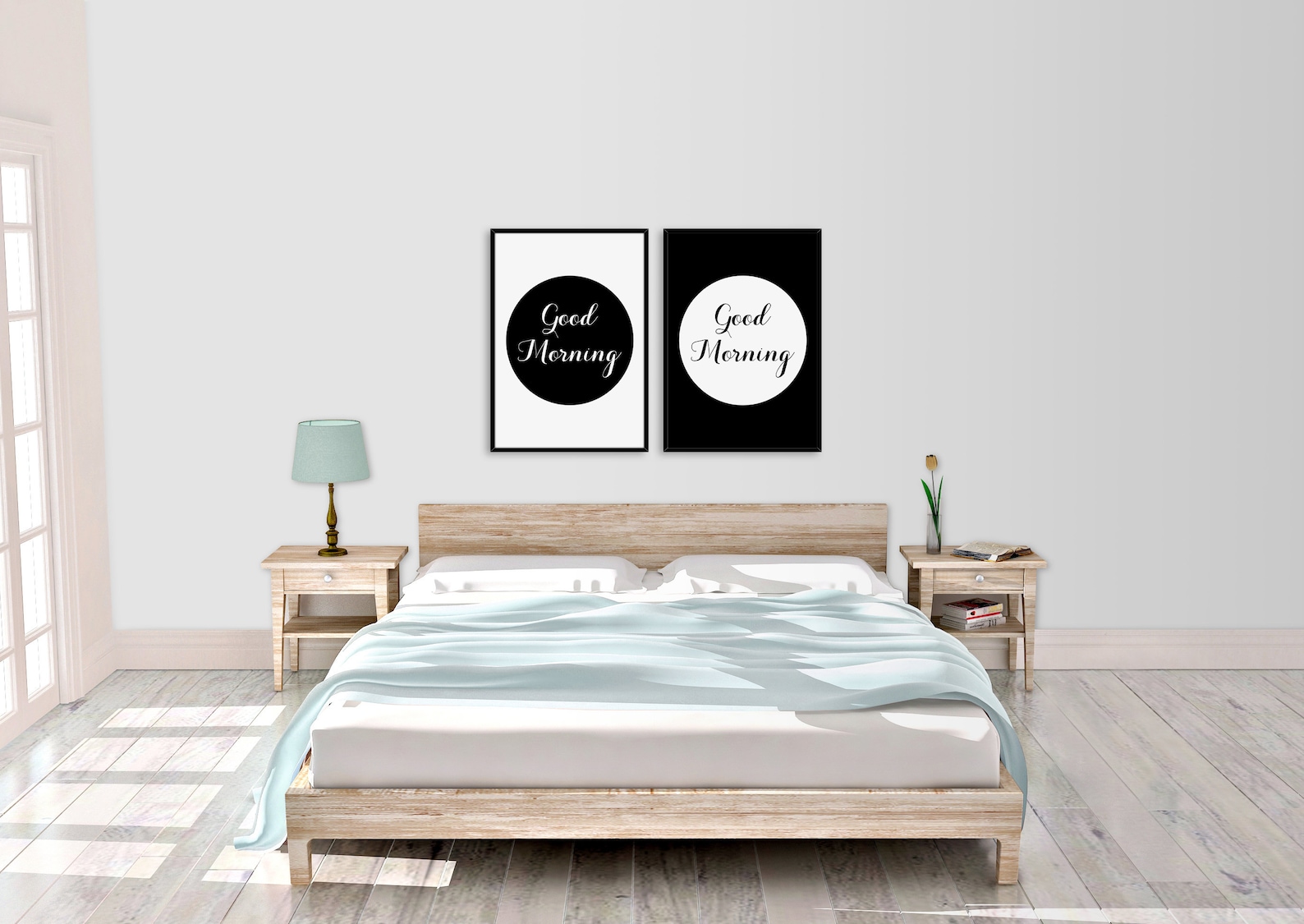 Good Morning Good Morning Bedroom Print Set 2 Pieces Wall - Etsy