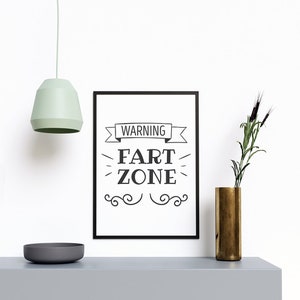 Warning Fart Zone, Modern Bathroom Art, Bathroom Print Decor, Bathroom ...