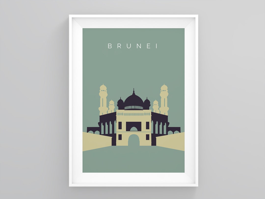 Brunei Land Mark Print, Jameasr Hassanil Bolkiah Mosque Brunei, Art ...