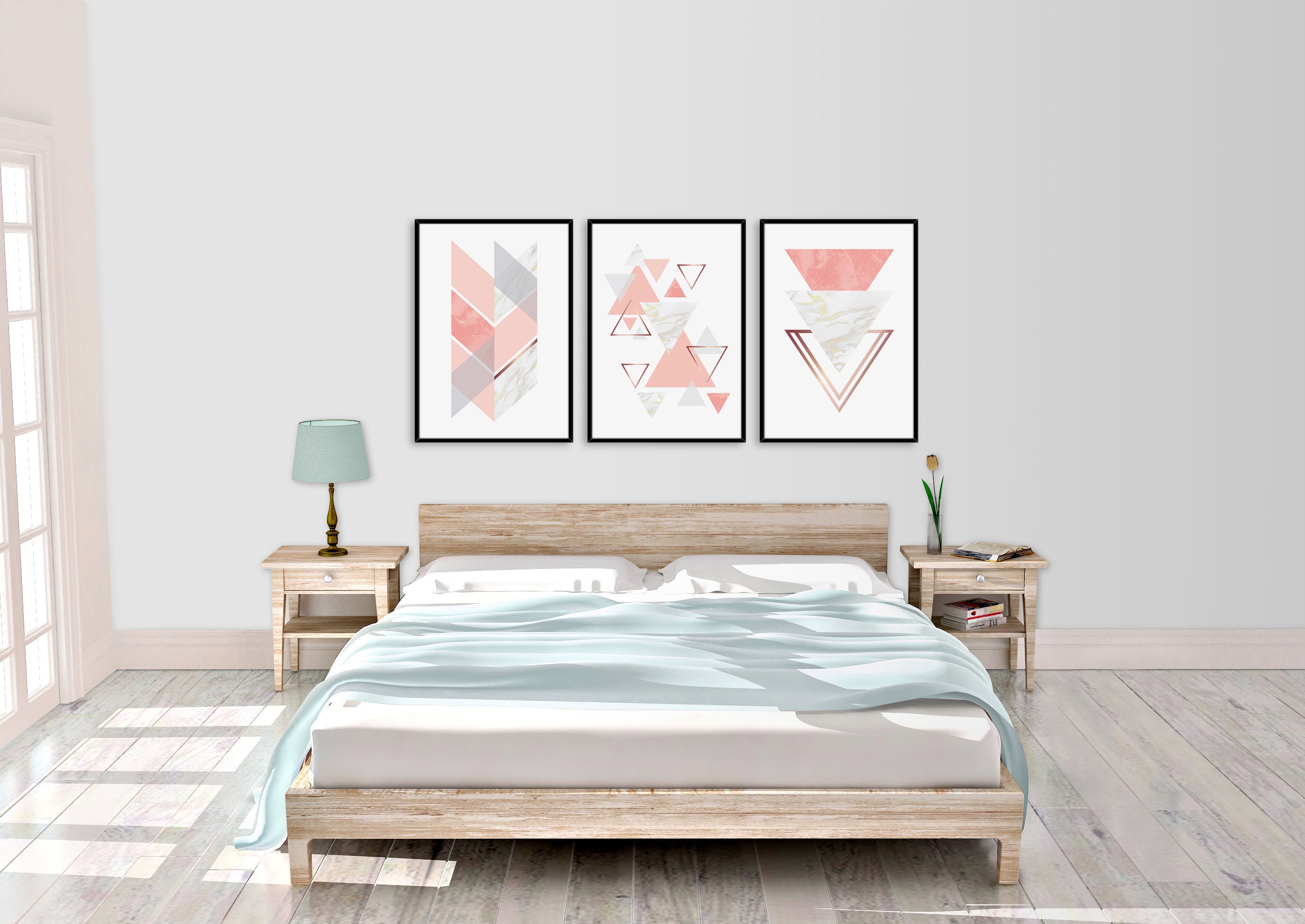 Light Pink Geometric Shapes Light Pink Triangles Light | Etsy