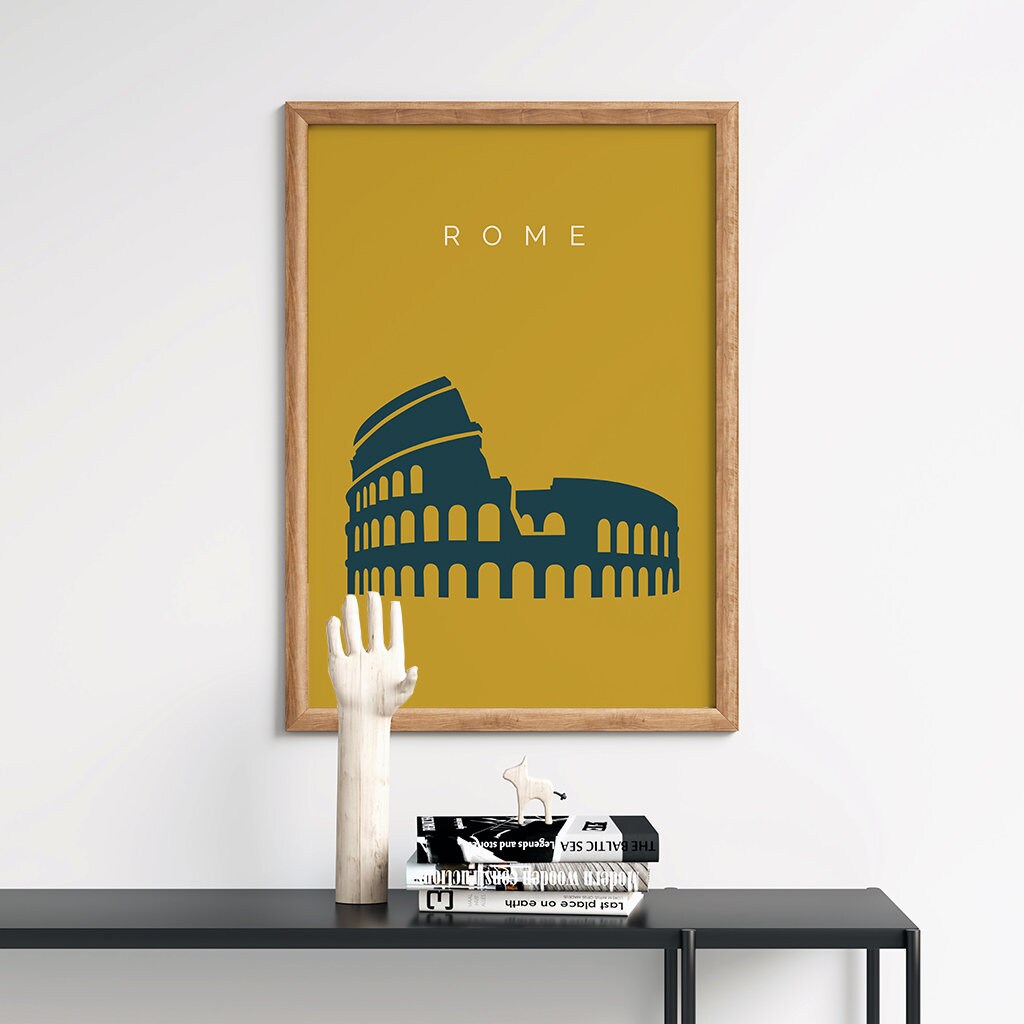 Rome Art Deco Travel Posters Colosseum Minimalistic Travel | Etsy
