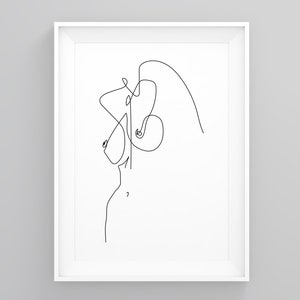 Female Form Line Drawing Wall Art, Large Poster, Framed Scandi Art ...
