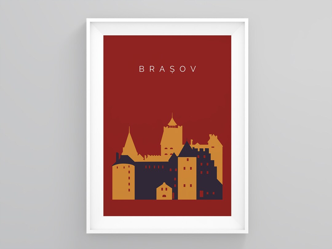 Romania Braov Retro Travel Posters, Bran Castle, City Prints, Bran ...