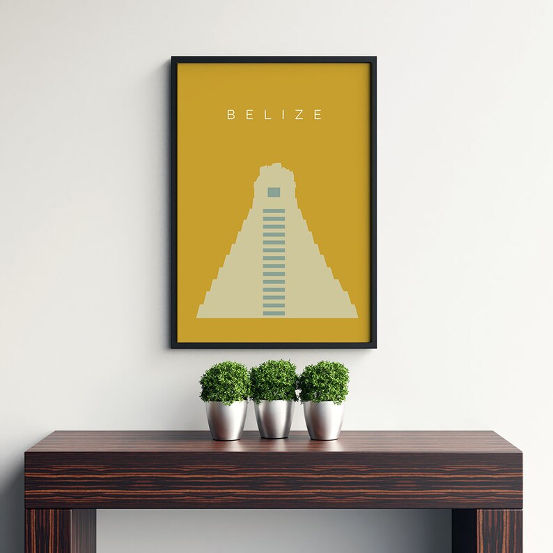 Belize Vintage Travel Posters, Maya Ruins Travel Print, Belize Land ...