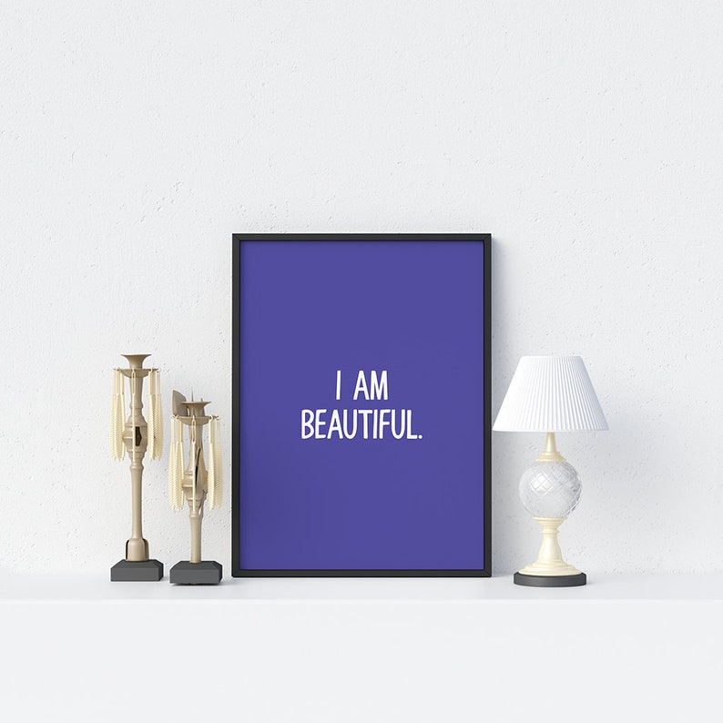 I Am Beautiful Gifts for Girls Modern Wall Art Typography - Etsy