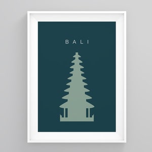 Bali Land Mark Print, Ulun Danu Bratan Temple Travel Print, Bali Art ...