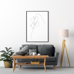 Female Form Line Drawing Wall Art, Large Poster, Framed Scandi Art ...