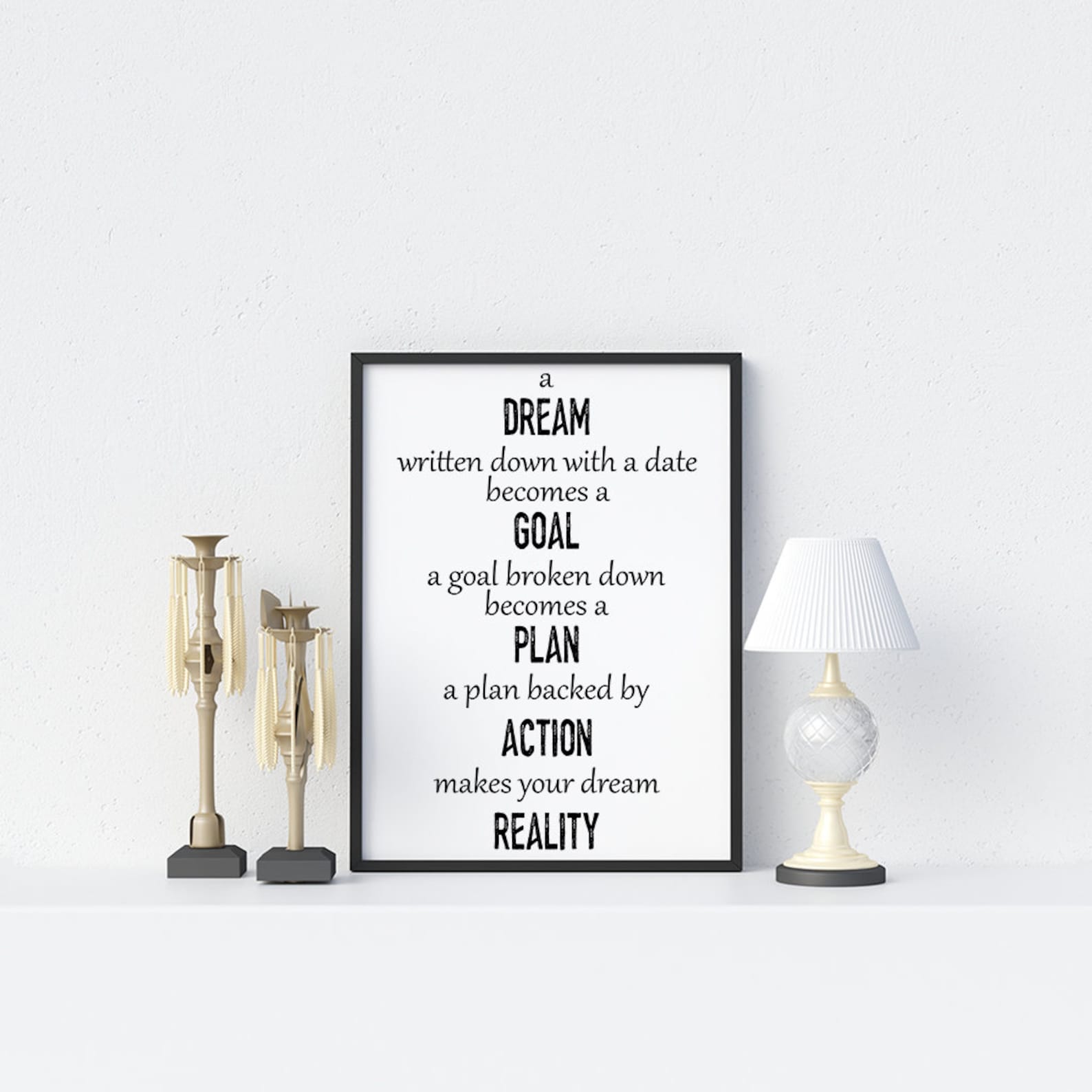 A Dream Written Down With A Date Becomes A Goal, Office Print, Work ...