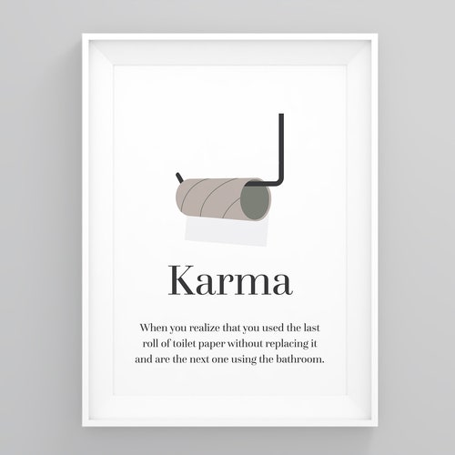 Karma Funny Bathroom Print Funny Bathroom Art Framed Wall - Etsy
