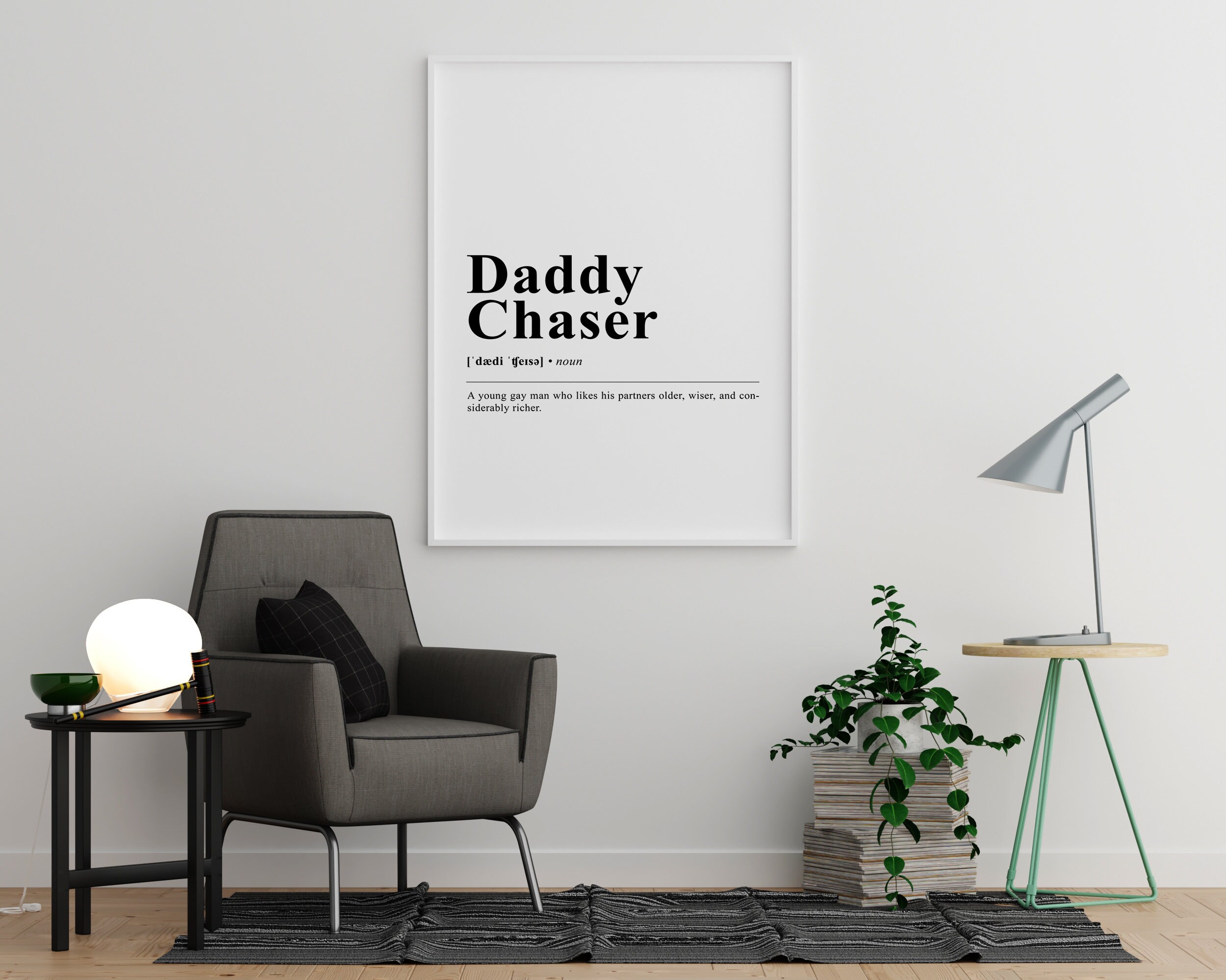 Daddy Chaser Definition Poster Art Modern Framed Wall | Etsy